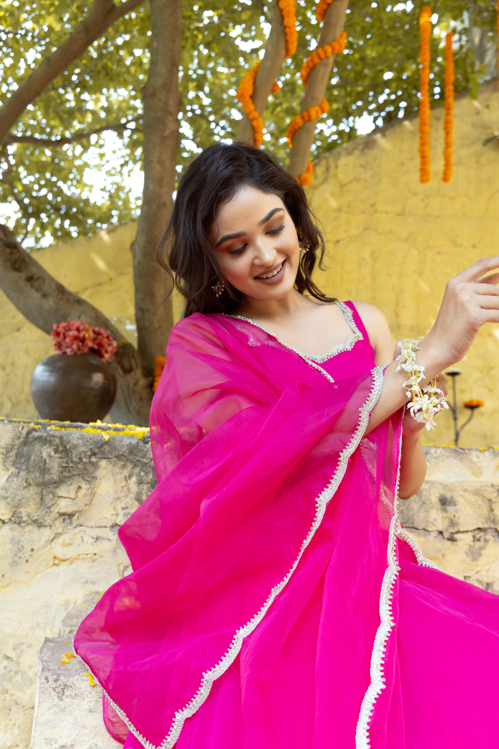 RANI MAGENTA PINK DETAILED LEHENGA SET – Deasha India